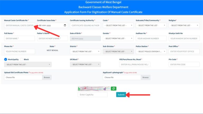 How To Digitize Old (Manual) Caste Certificate In West Bengal