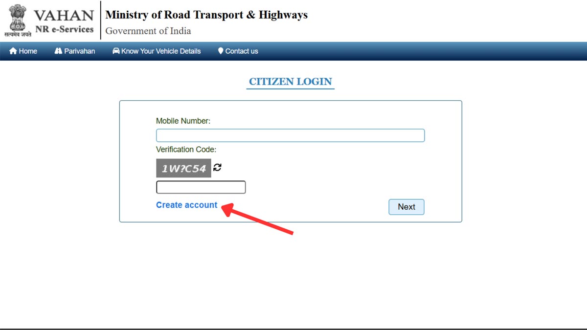 How To Register On Vahan NR e-Services Portal (In 4 Steps)