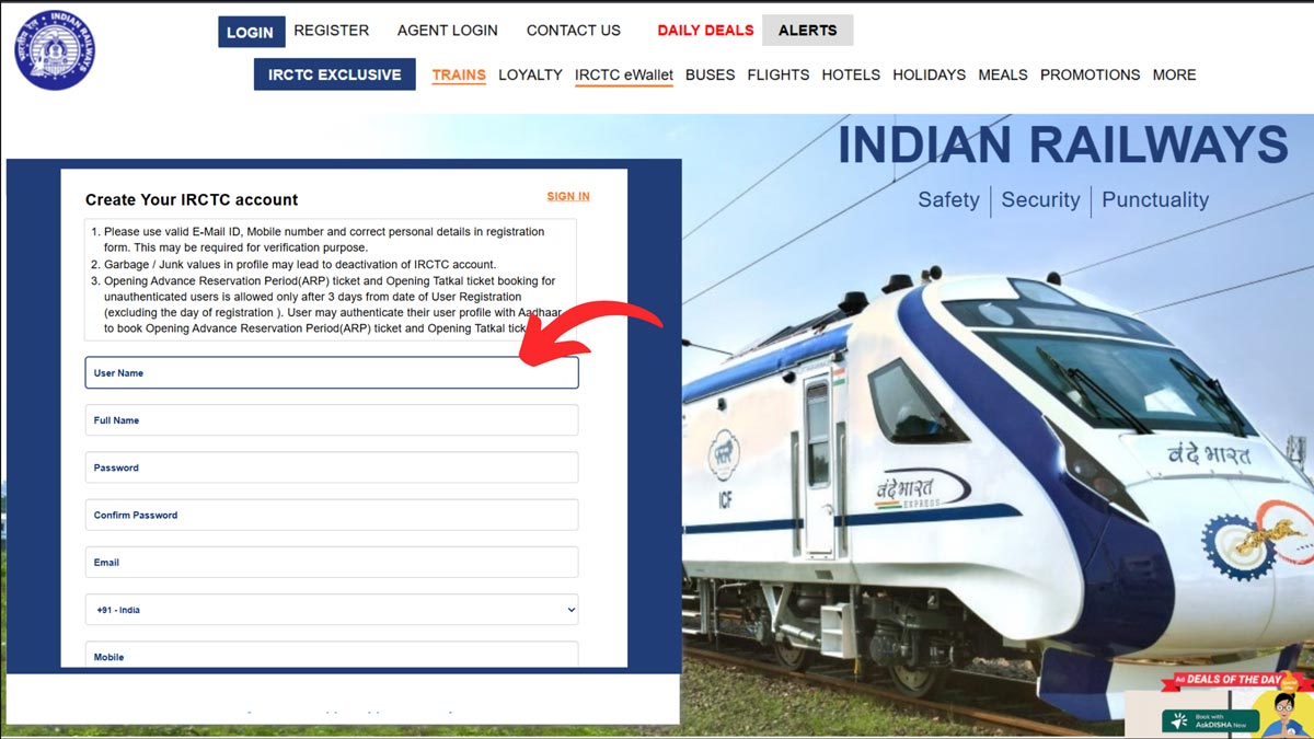 How To Create An IRCTC Account To Book Train Tickets In India